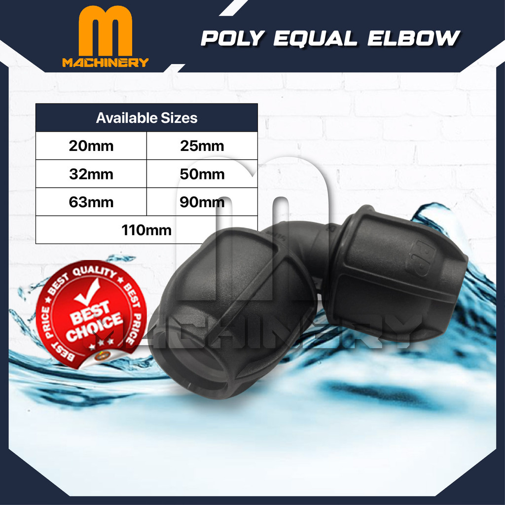 M.Machinery Poly Equal Elbow [63mm 90mm 110mm] HDPE Fittings Irrigation ...