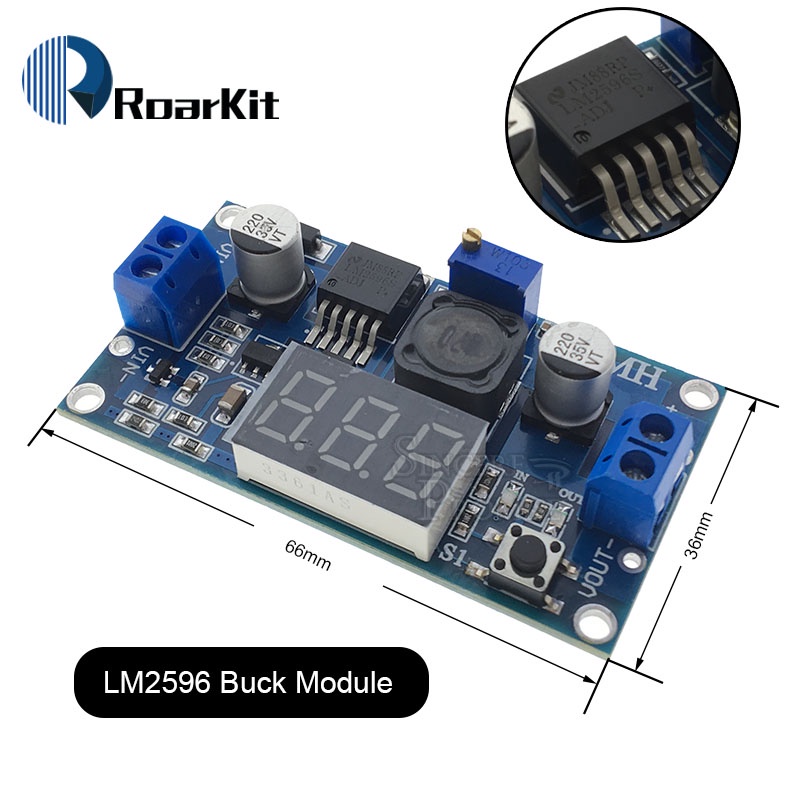 LM2596S Power Supply Module + LED Voltmeter DC-DC Adjustable Step-Down Buck LM2596 With Digital ...