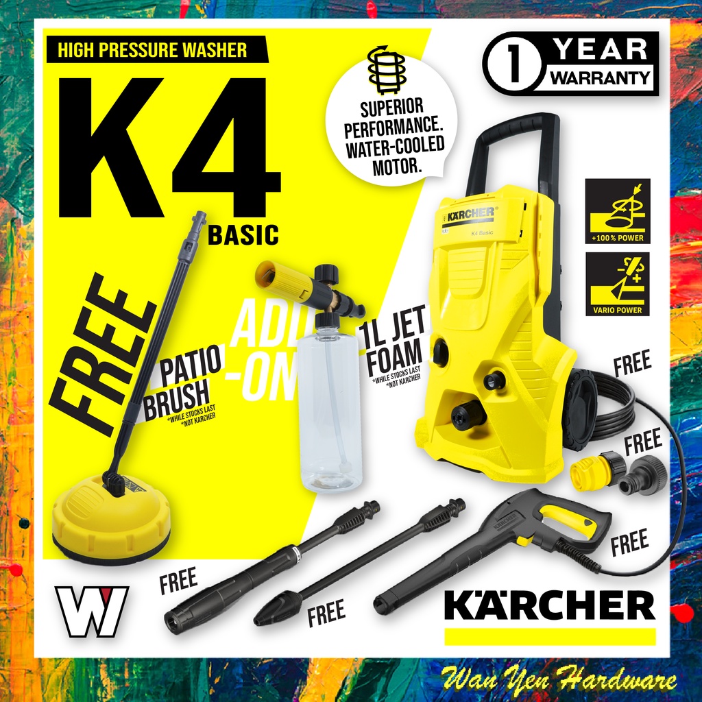 Karcher K4 Basic High Pressure Washer 130 bar (K4 BASIC) - Made in Italy | Shopee Malaysia