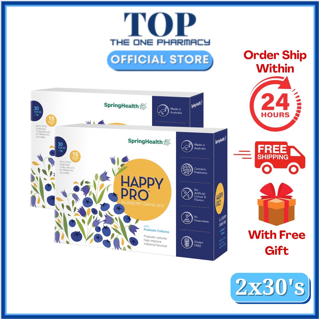 SpringHealth Happy Pro Blueberry Drink Mix With 15 Billion CFU ...