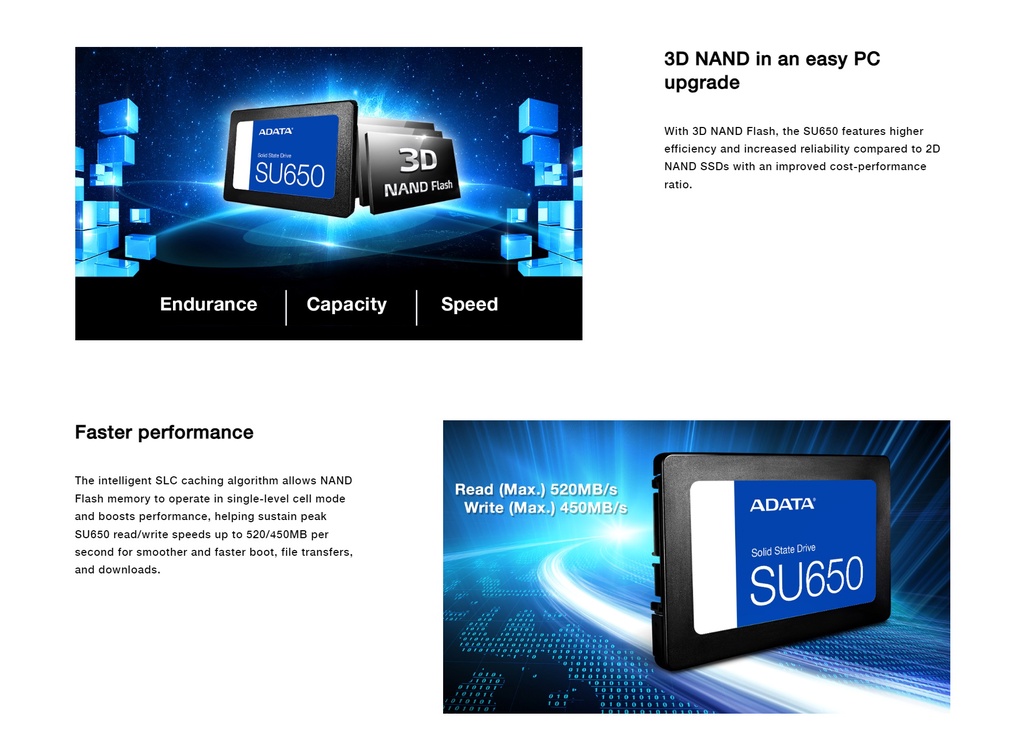 ADATA Ultimate Solid State Drive SSD 2.5" SATA Storage SU630 SU650 ...