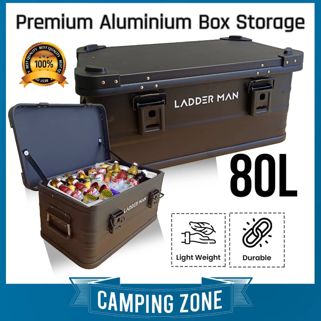 Ladderman 80L Premium Aluminium Multifunction Storage Box Extra Strong ...
