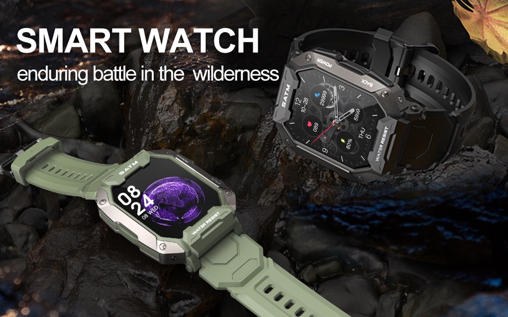 C20 Military Smart Watch Men Carbon Black Ultra Army Outdoor IP68 ...