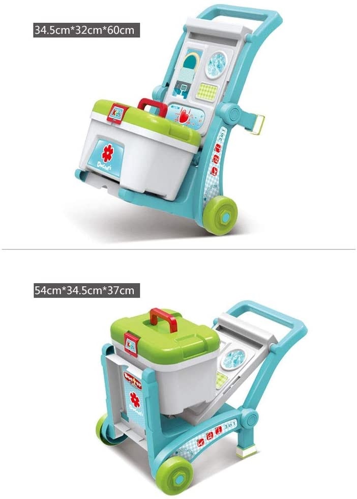 Doctor Cart Pretend Play Set Medical Kit Toys Doctors Trolley for Kids ...
