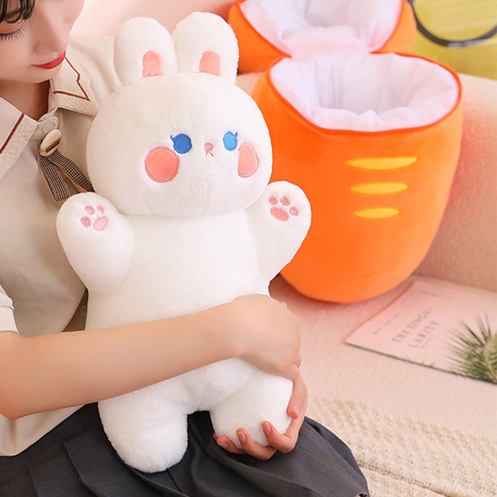 Plush toy with zipper rabbit pig carrot strawberry pillow cute plush ...