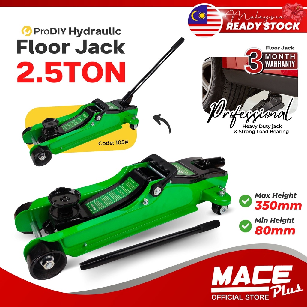 2.5 Ton Hydraulic Floor Jack Heavy Duty 80mm - 350mm High Auto Repair ...