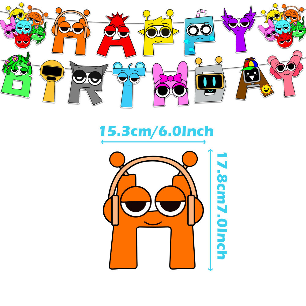 SPRUNKI Cartoon Theme Party Set Birthday Flag Cake Decoration Balloon ...