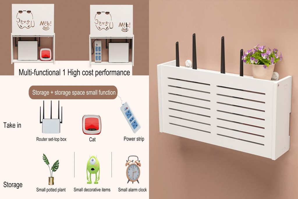 Eco-friendly Router Box Wall-mounted Router Organizer Wooden Wifi ...