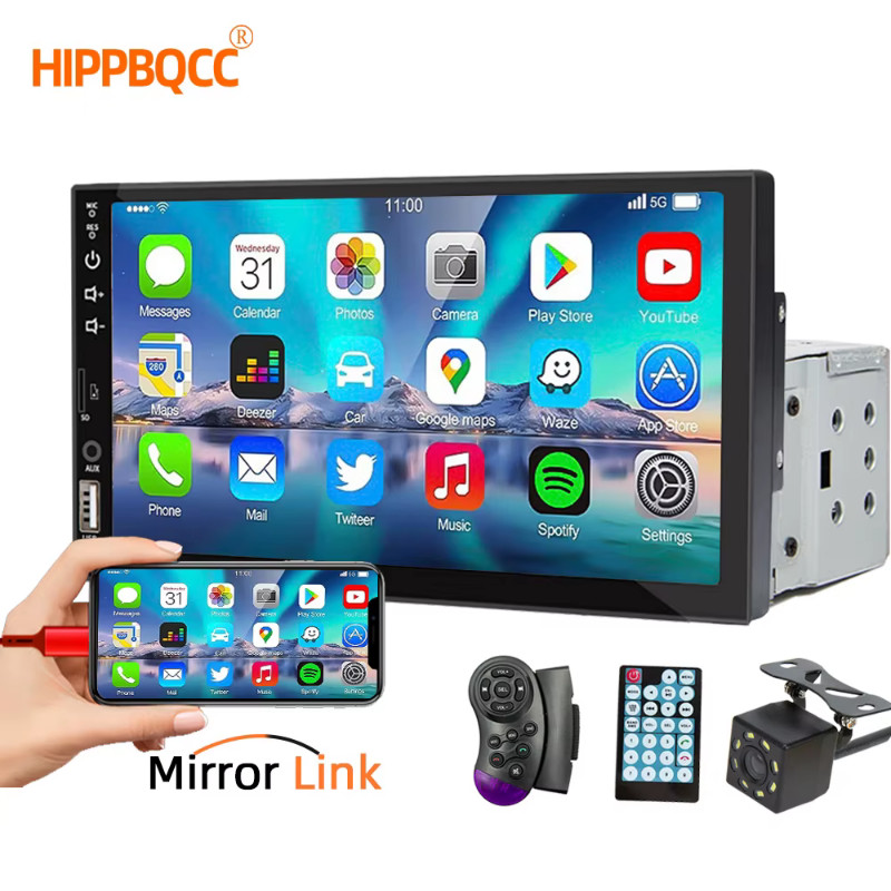 HIPPBQCC 7 Inch Car Radio 1 Din MP5 Multimedia Player Touch Screen FM ...