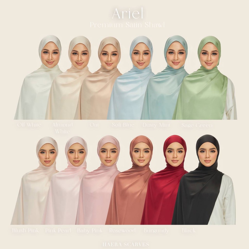 HAERA || Ariel Premium Satin Shawl | Shopee Malaysia