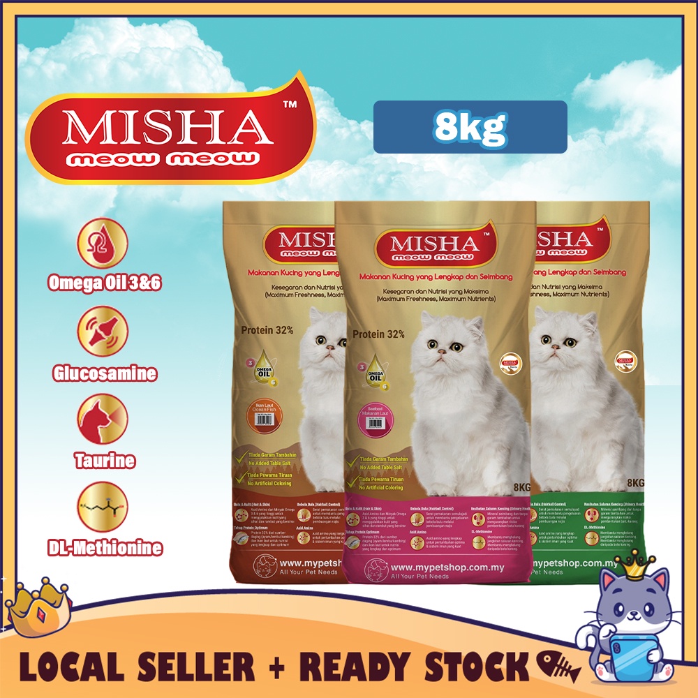 CATQUEEN MISHA 8kg Dry Cat Food Ocean Fish Chicken Tuna Seafood Flavor ...