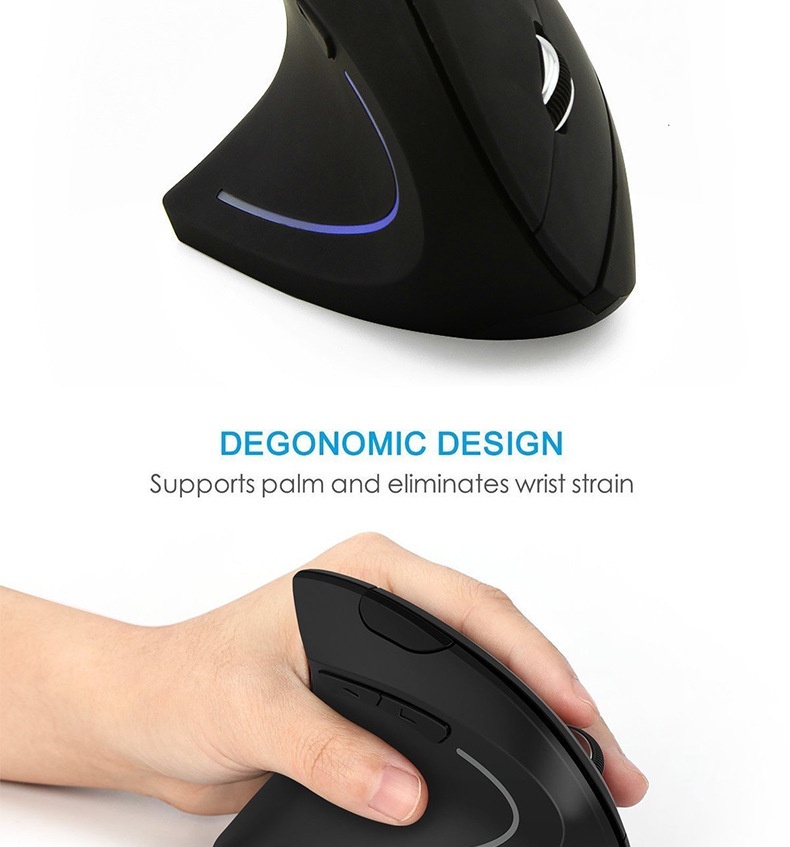 Vertical Wireless USB Mouse Ergonomic Rechargeable Portable PC Gamer ...