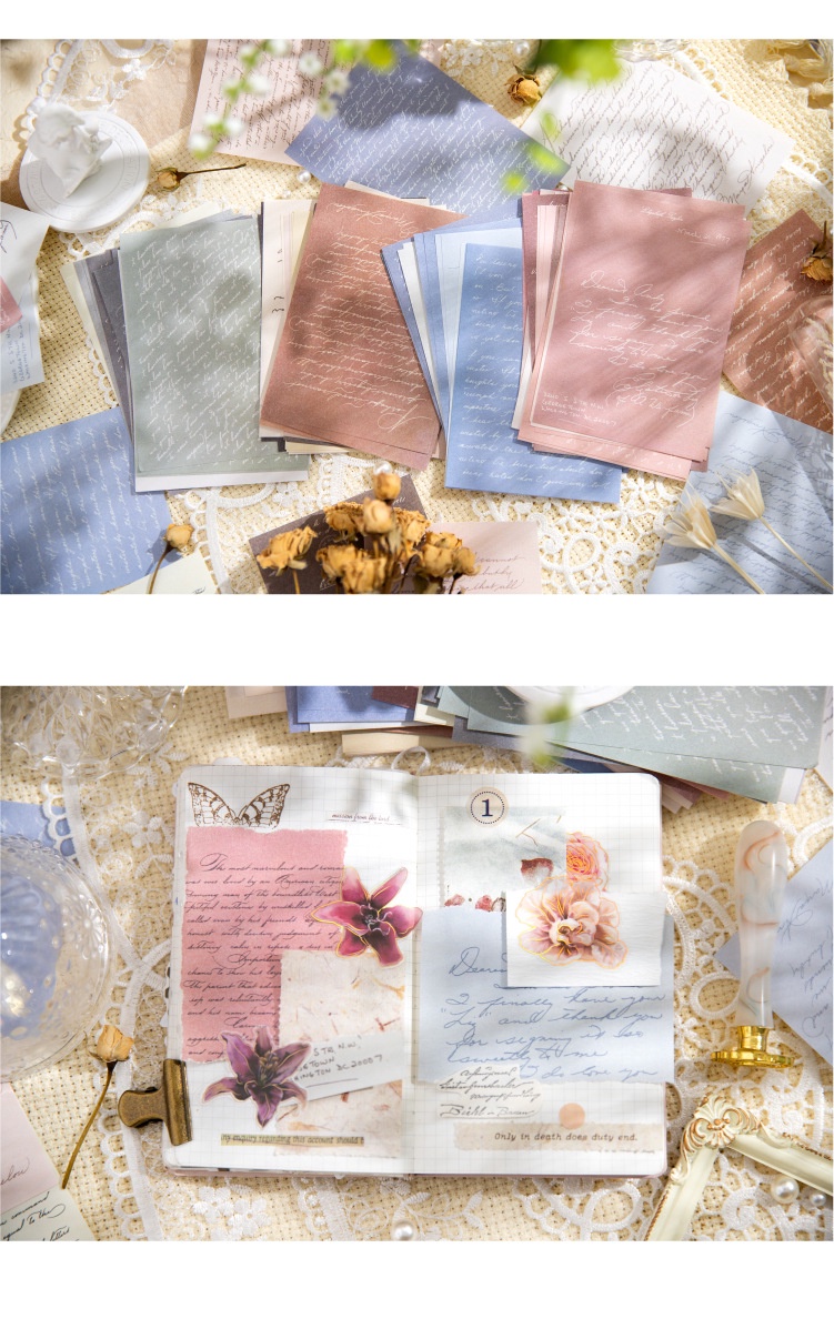 JIANWU 30 Sheets Gentle Freehand Series Literary Writable English Text ...