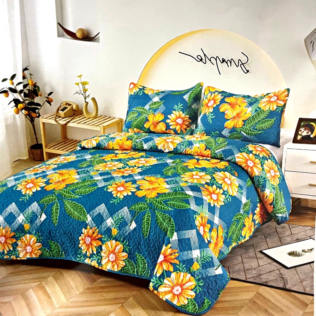 Cadar Patchwork Set 3 IN 1 Bed Sheet TEBAL SIRI 9 SULTAN 3 Pieces Plaid ...