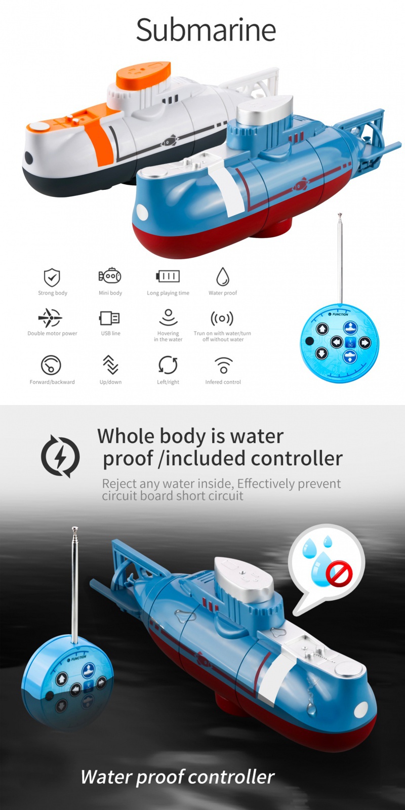 2.4 GHz Remote Control Submarine Children's Toy Model Remote Control ...