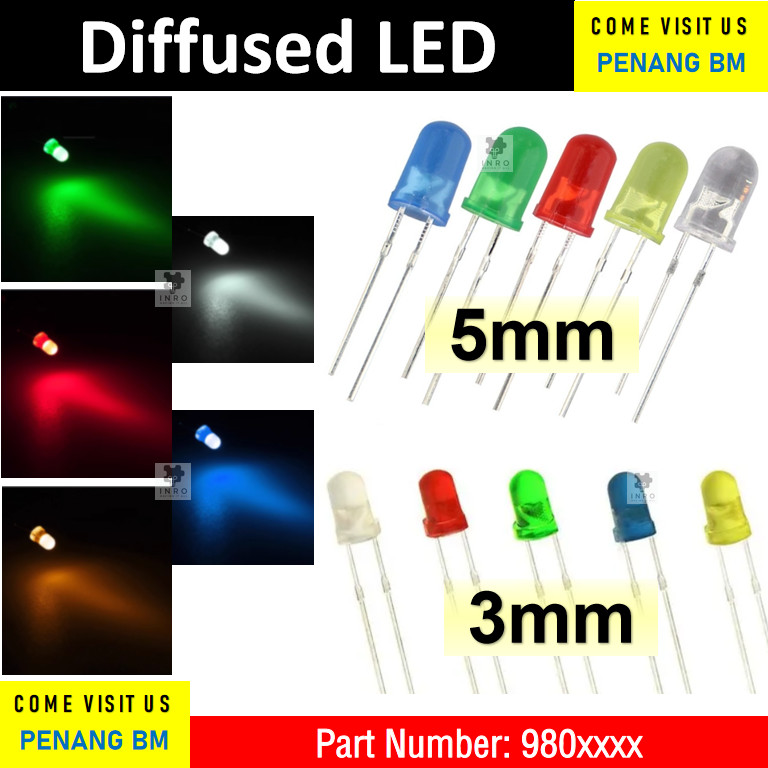 [High Quality] 10pcs LED 3mm 5mm Diffused | Shopee Malaysia