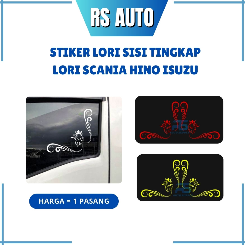 Sticker Tepi Side Mirror Corner Isuzu Hino Scania Volvo (1 set ...