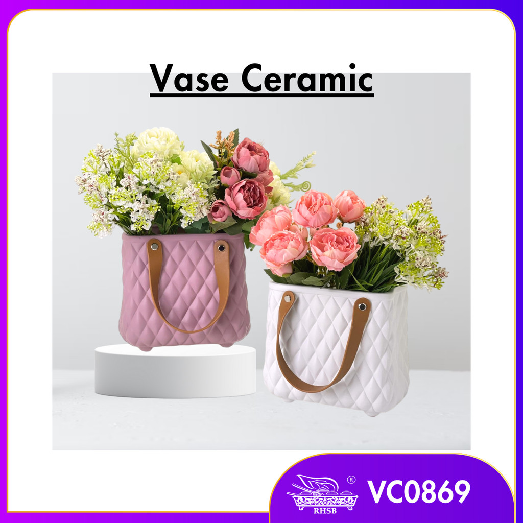 1PC PASU BUNGA HIASAN/ HANDBAG VASE DESIGNS/ FLOWER POT CERAMIC ...