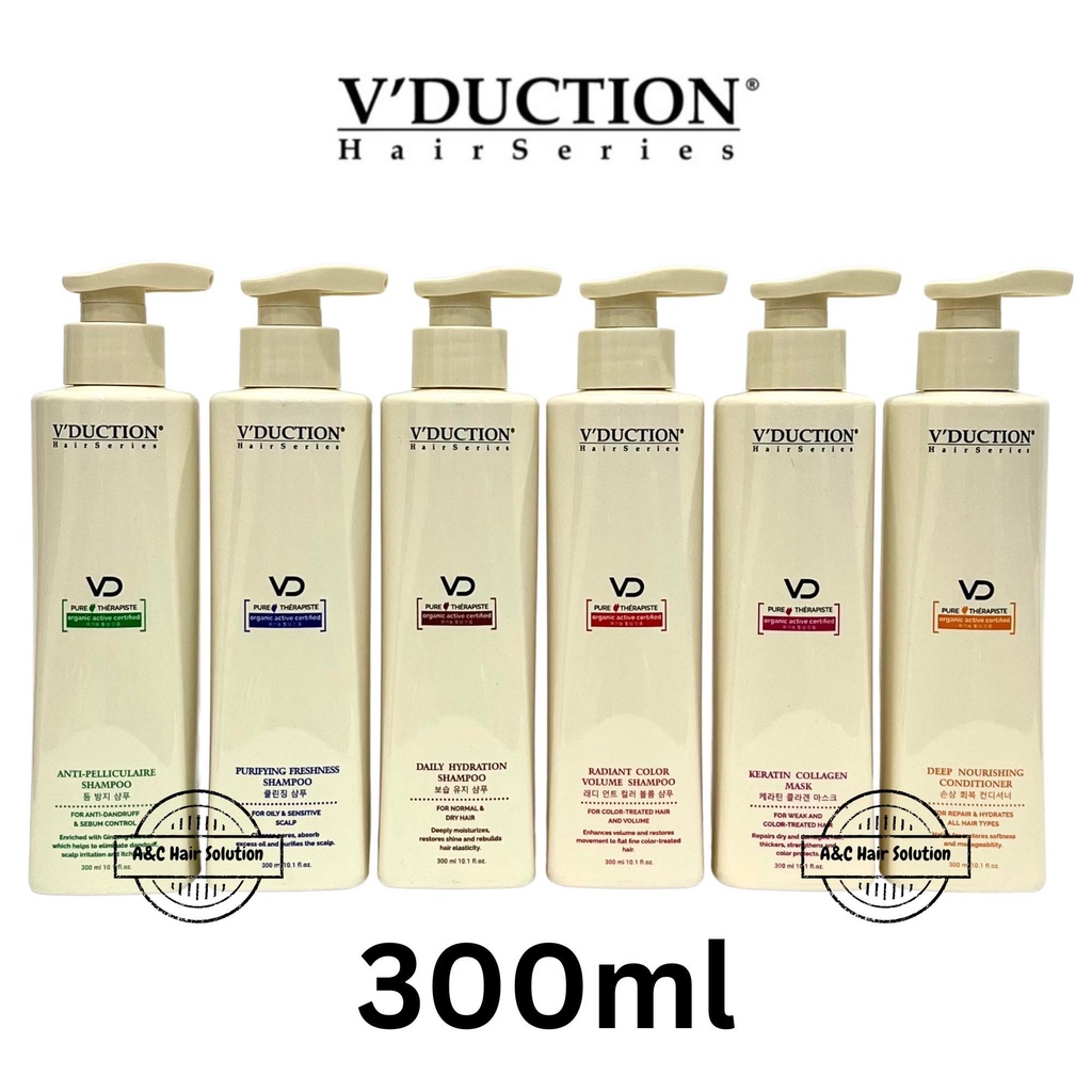 V'duction Organic Pure Therapy Daily Shampoo / Conditioner / Collagen Mask 300ml Salon Vduction ...