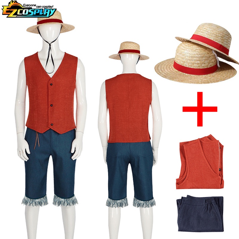 Luffy Cosplay Costume Hat Movie Luffy Cosplay Shirt Pants Uniform ...