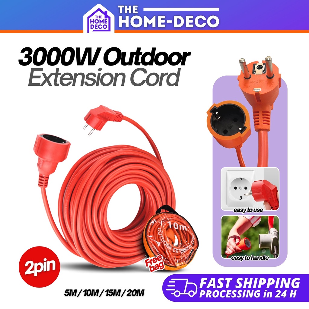 2-Pin Plug Extension Cord Europe European Euro 250V Fit For All ...