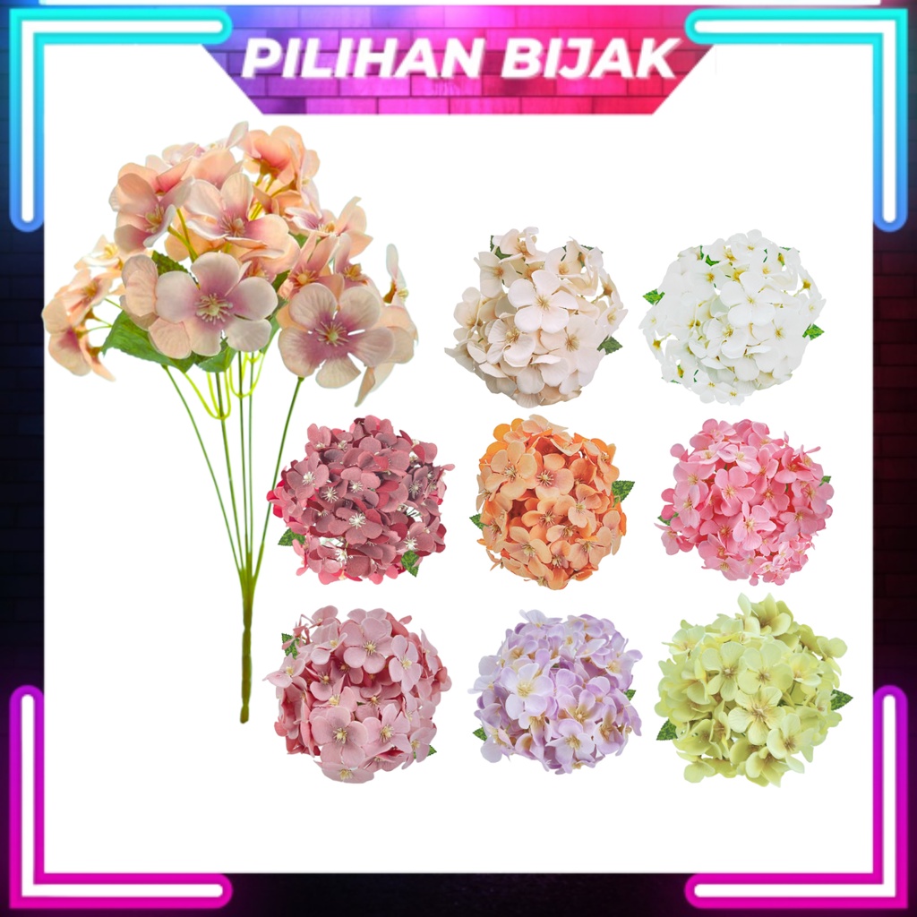 Hydrangea Artificial Flower Wedding Decoration Hydrangea Bouquet Bunga ...