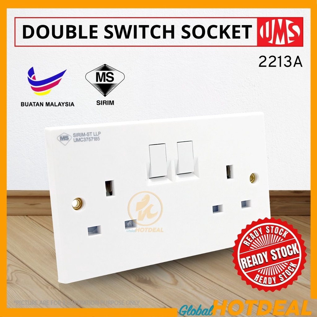 [1PC] UMS 2213A DOUBLE SWITCH SOCKET 13A Switched Socket Outlet With ...