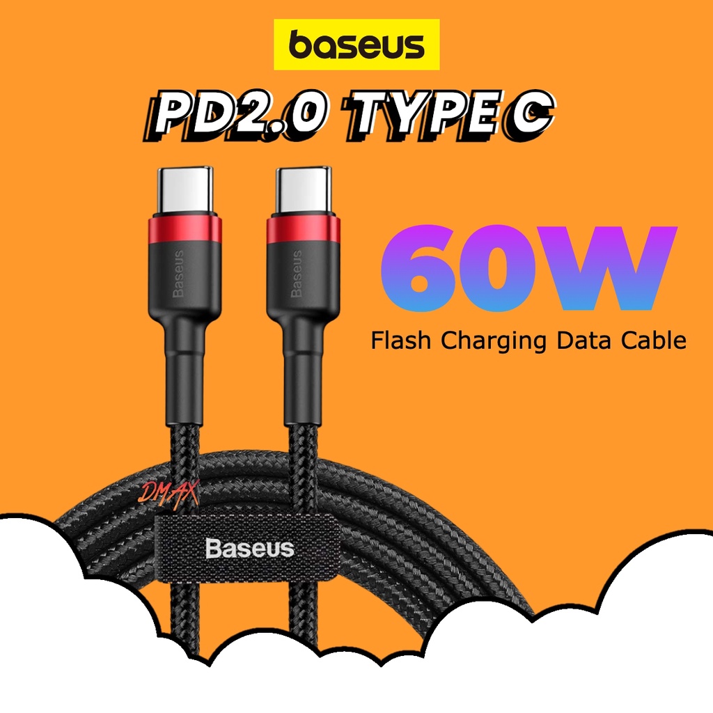 【MSIA STOK】Baseus Cafule PD2.0 60W Cable Type C to C Cable PD 60W 3A ...