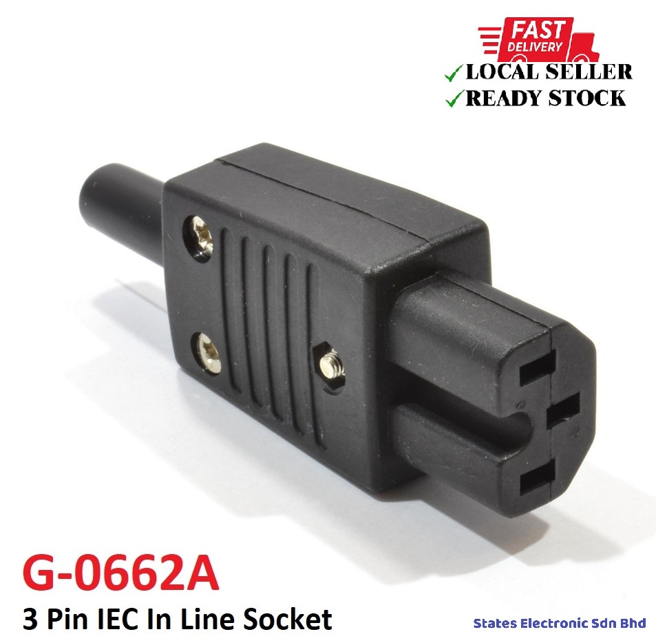 3 Pin IEC (C15) In Line Kettle Plug 10Amp 250V - G-0662A | Shopee Malaysia