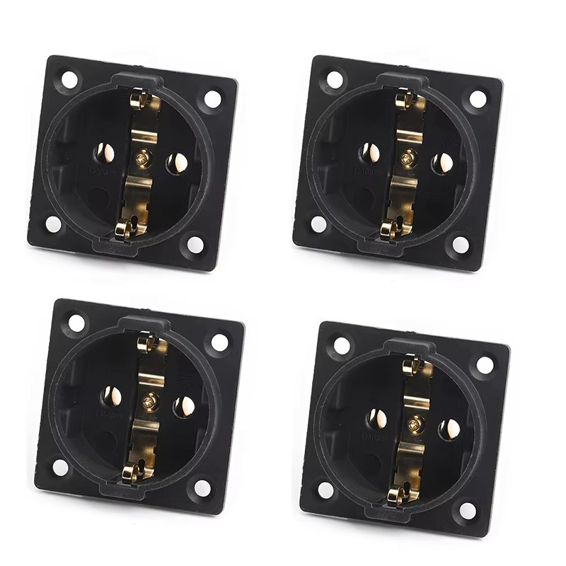 Hi-end 4PCS EU Power Socket Inserts Plug Panel Gold Plated Solderless 2 ...