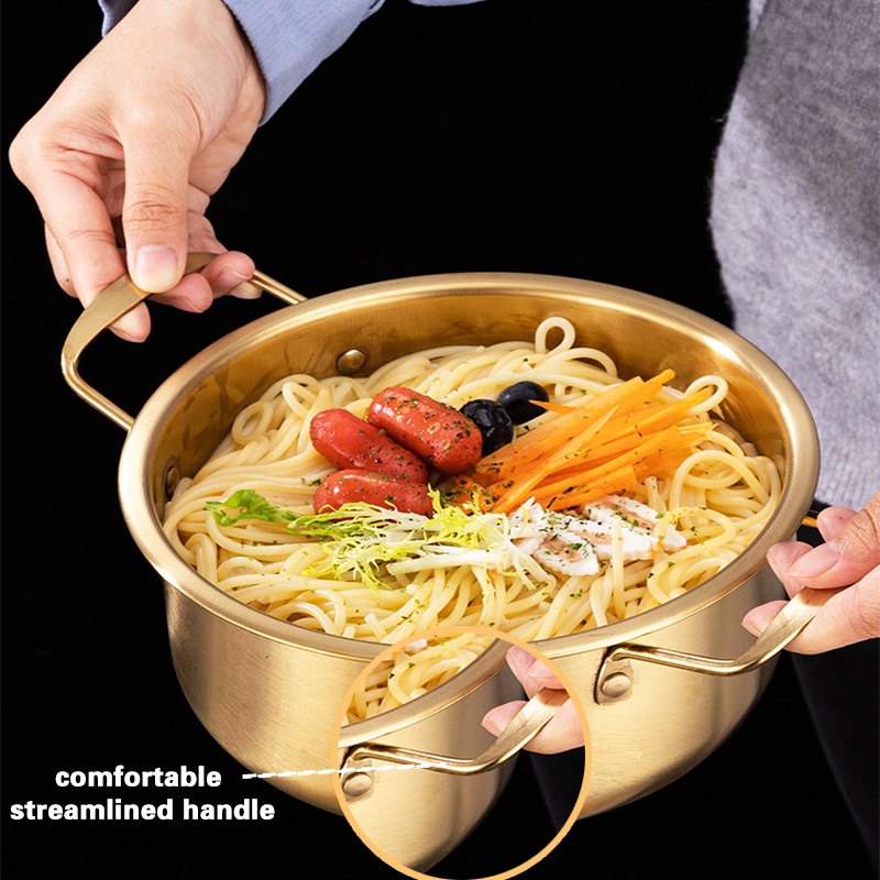 GDeal 18cm/20cm 2 Handle Instant Noodle Aluminum Pot Ramen Cooking Pot ...