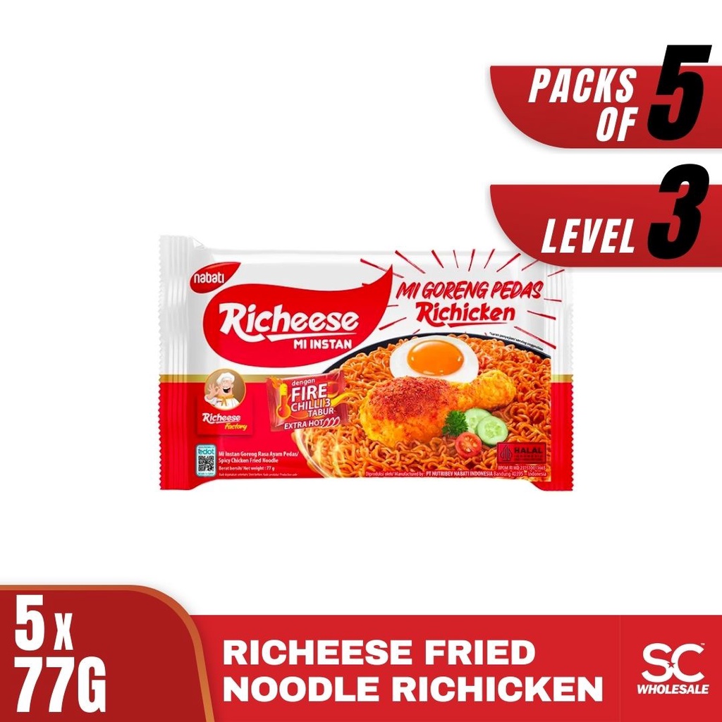 Nabati Richeese Instant Fried Noodle Richicken Level 3 77g x 5's ...