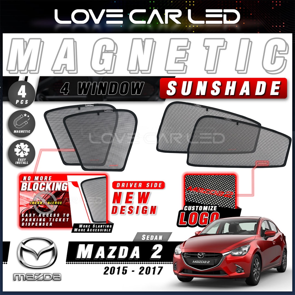 4Pcs MAZDA2 15-17 SEDAN Magnetic Sunshade Curve Window Shape Window ...