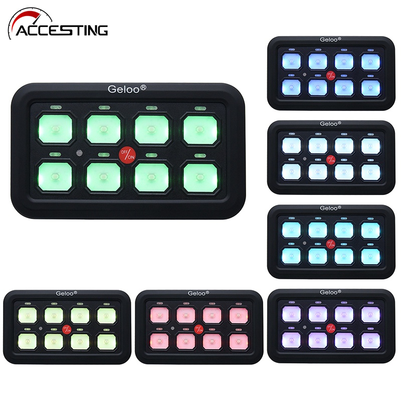 (Matte Black Panel) 2023 New 8 Gang Marine Switch Panel 7 LED Auto ...