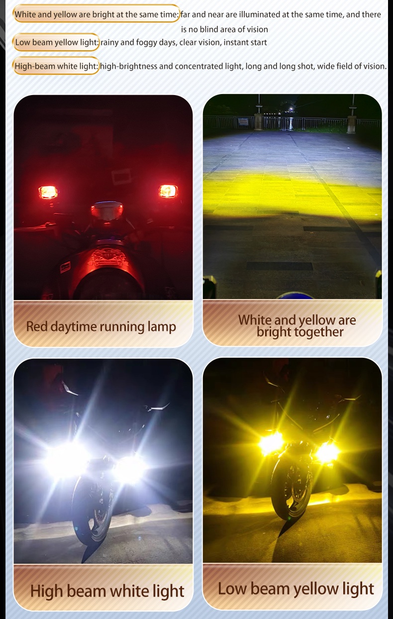 Motowolf Premium Spotlight Motorcycle Headlight Headlamp Head Spot