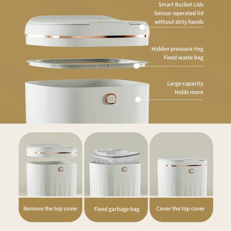 Smart Dustbin Trash Can 20L Large Capacity For Kitchen Bathroom Garbage ...