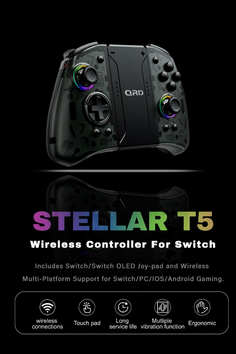 QRD Stellar T5 Wireless Joy Pad for Switch Controller Joystick Gamepad ...