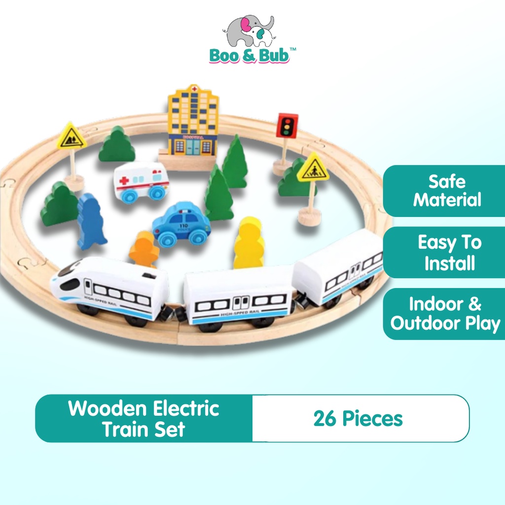 26pcs Wooden Electric Train Set | Railway Track Traffic Toy For Kid ...