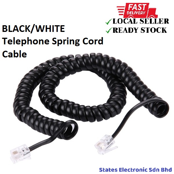Black/White Telephone Spring Cord Cable - 302-106-01 | Shopee Malaysia