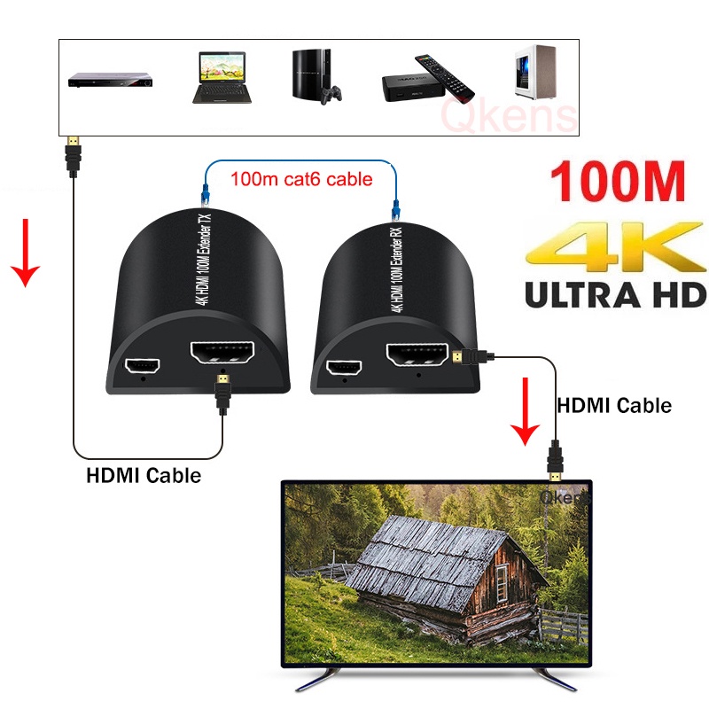 4K 100M HDMI Extender Video Converter Via CAT5e Cat6 UTP RJ45 LAN ...