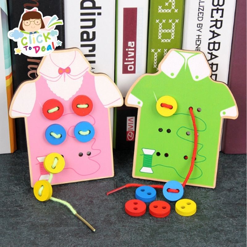 CTD Wooden Sew-on Buttons Lacing Board String Clasp Threading Button Up ...