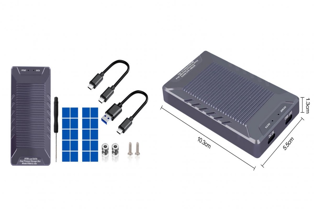 [Ready Stock] Ngff M.2 Hdd Enclosure Nvme Sata Dual-disk Enclosure High-speed Ngff M.2 Hard Disk ...