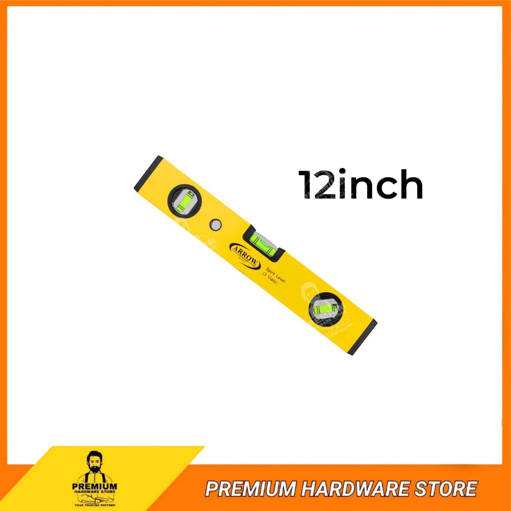 NICEMAN (ARROW) Water Level Ruler 12 Inch 3 Vials Aluminum Horizontal ...