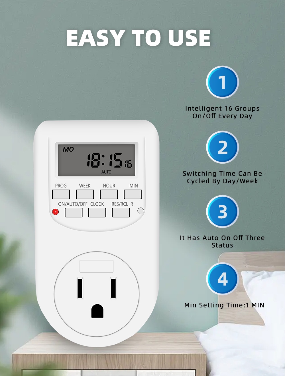 AL-06 110V 125V 130V Digital Timer Switch Electronic 12/24 Hour Weekly ...