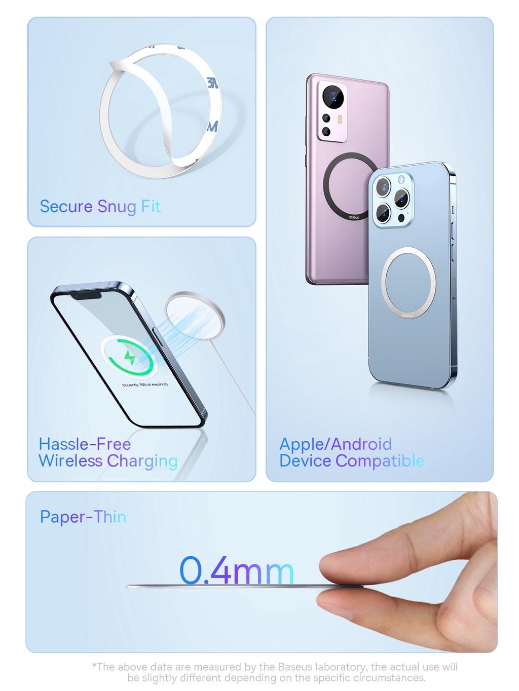 Baseus Magnetic Sticker For Wireless Charger Metal Plate Ring For ...