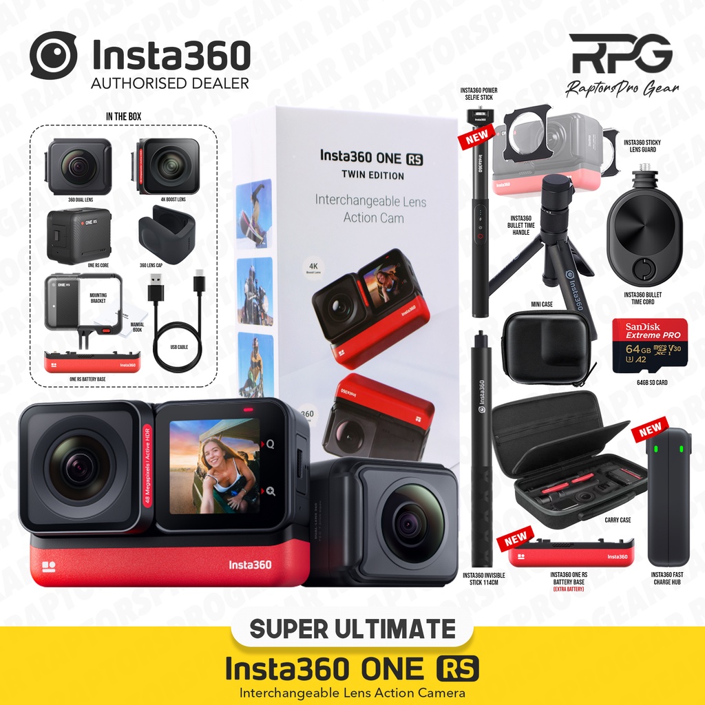 Insta360 ONE RS Twin Edition 4K Boost Lens + 5.7K 360 Mod (Official ...