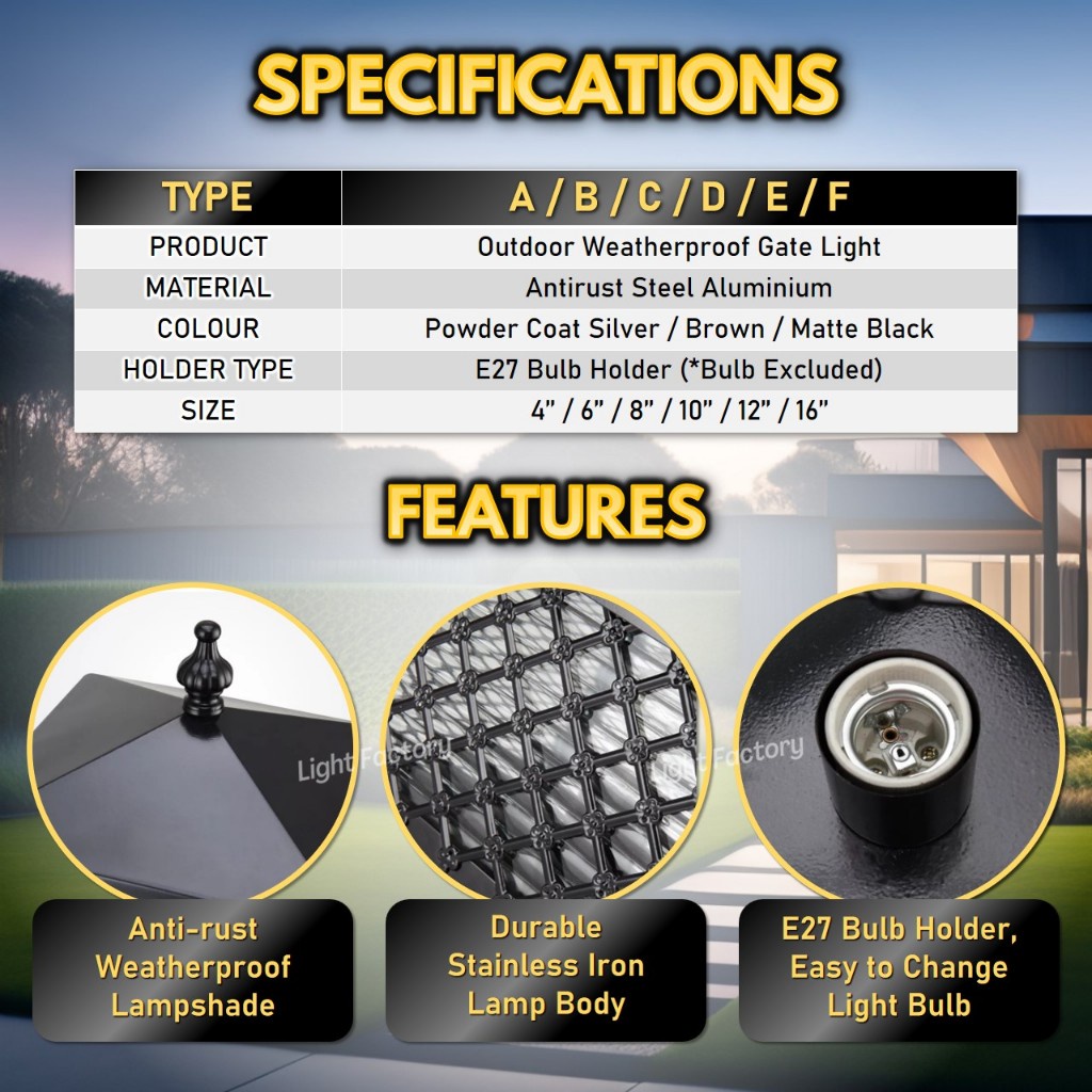 🔥HOT🔥Outdoor Gate Light Outdoor Gate Lamp Weather Proof Outdoor Pillar ...