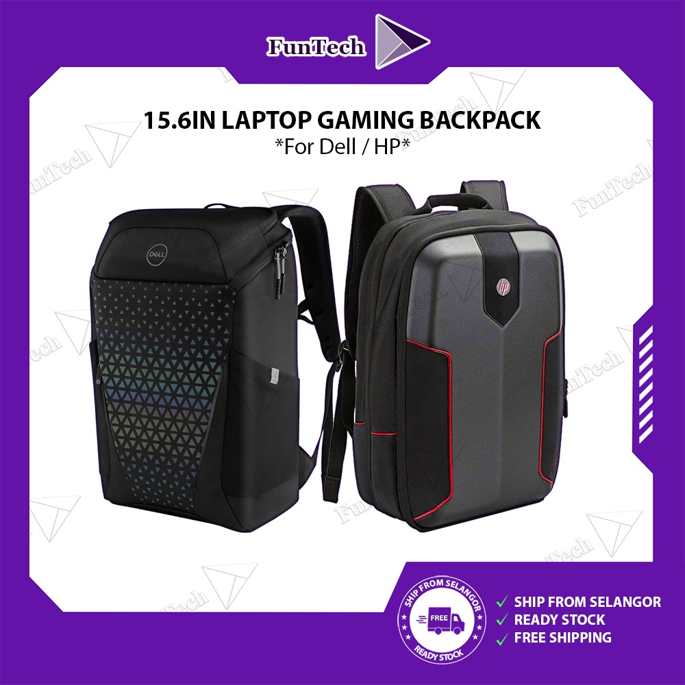 FunTech 15.6in Laptop Gaming Backpack Notebook Bag Travel Bag For Dell ...