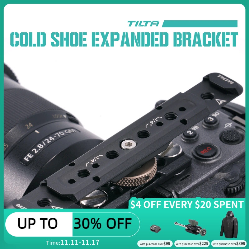 TILTA TA-CEB-B Dual Cold Shoe Expanded Bracket 1/4’‘-20 Threads NATO ...