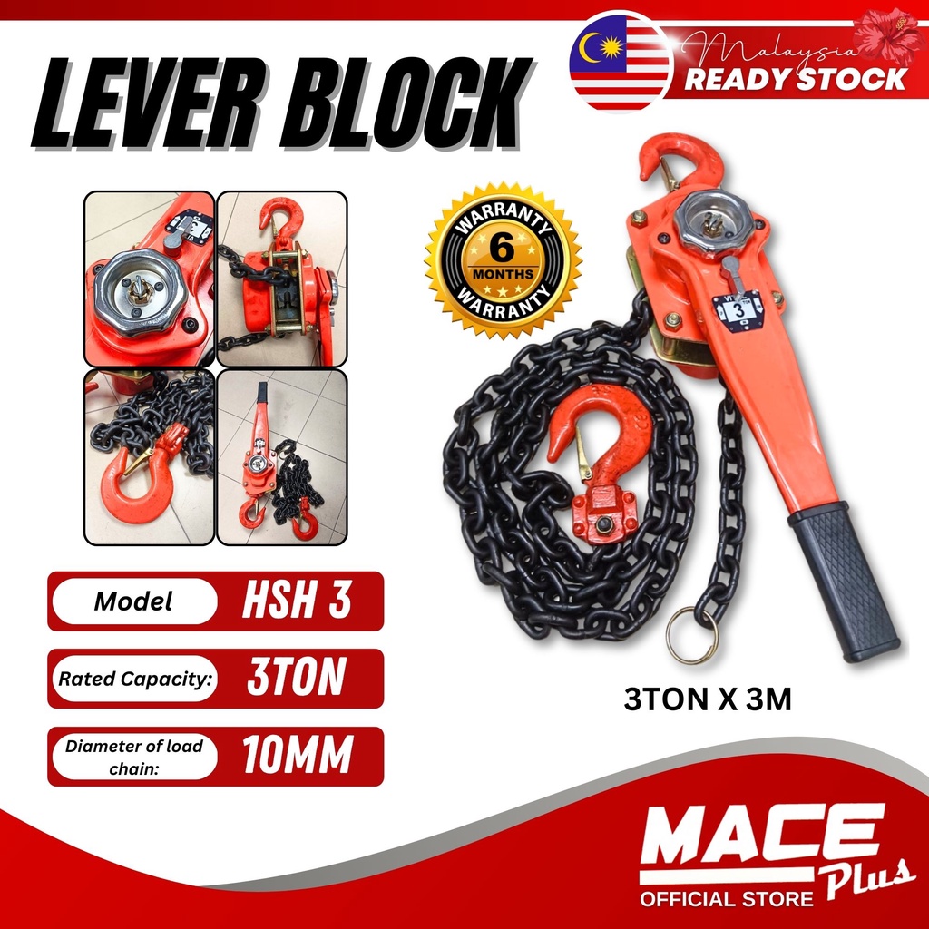3Ton x 3M Lever Block Hand Operated Lever Hoist Manual Chain Hoist ...